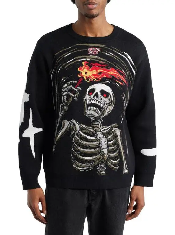 VERYRARE Graphic Skull Print Crewneck Sweatshirt - Black