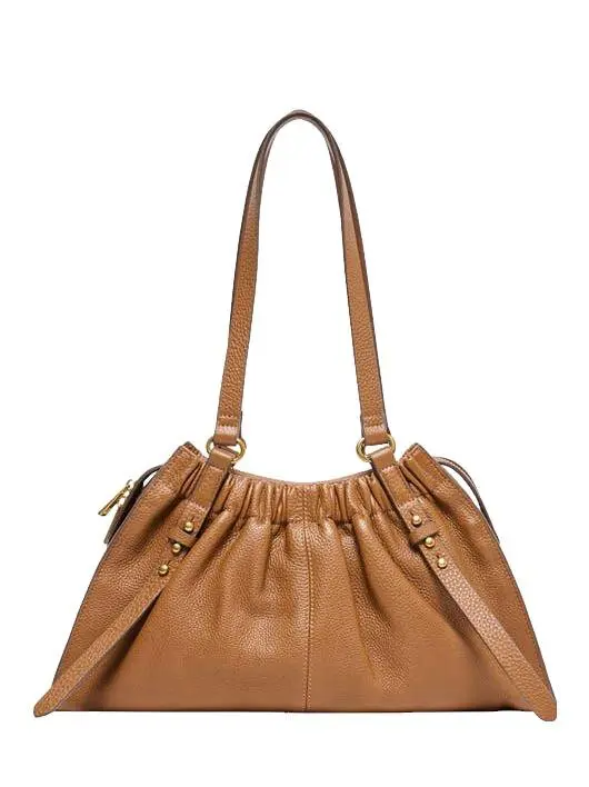 Dolce Vita Sloan Ruched Leather Shoulder Bag - Cognac