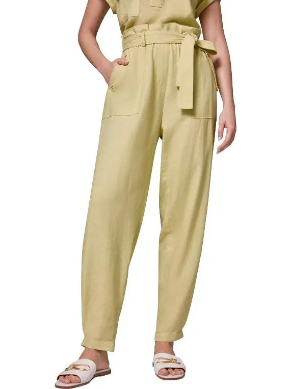 Donna Karan New York Belted Tapered Linen Blend Pants - Citrus