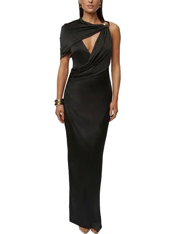JLUXLABEL Enchanted Drape Maxi Dress - Black