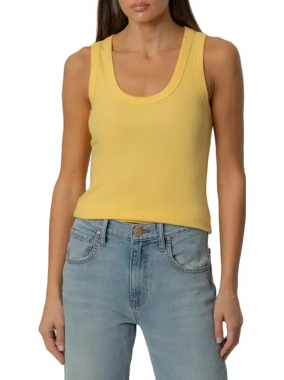 Kut From The Kloth Anastasia Stretch Cotton Blend Rib Tank - Limoncello
