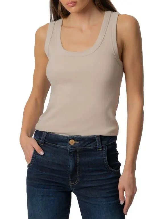 Kut From The Kloth Anastasia Stretch Cotton Blend Rib Tank - Taupe