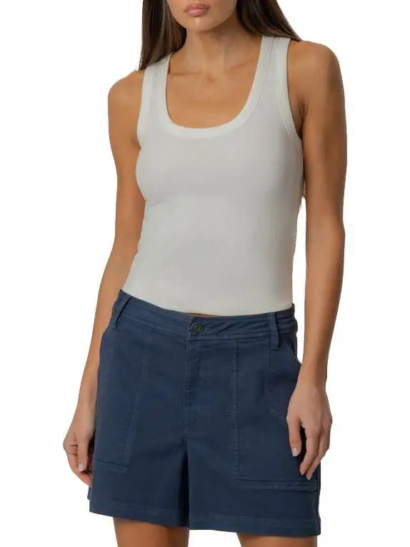 Kut From The Kloth Anastasia Stretch Cotton Blend Rib Tank - White