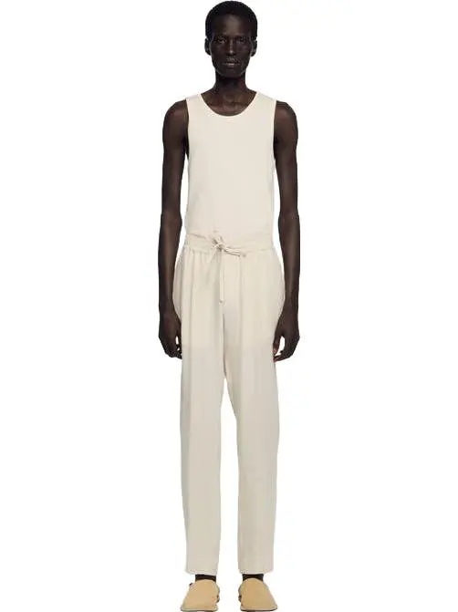 Sandro Elasticated Linen Trousers - Ivory
