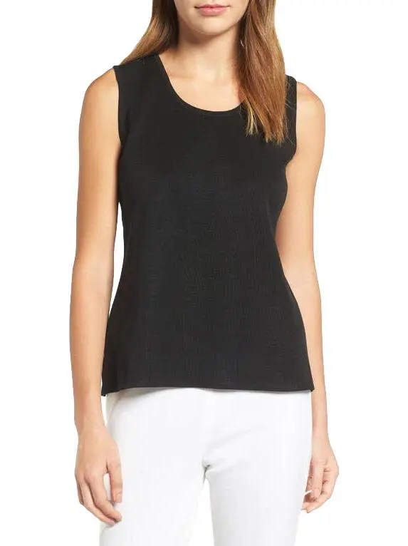 Ming Wang Scoop Neck Sweater Tank - Black