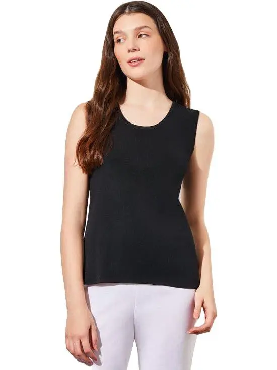 Ming Wang Scoop Neck Sweater Tank - Black