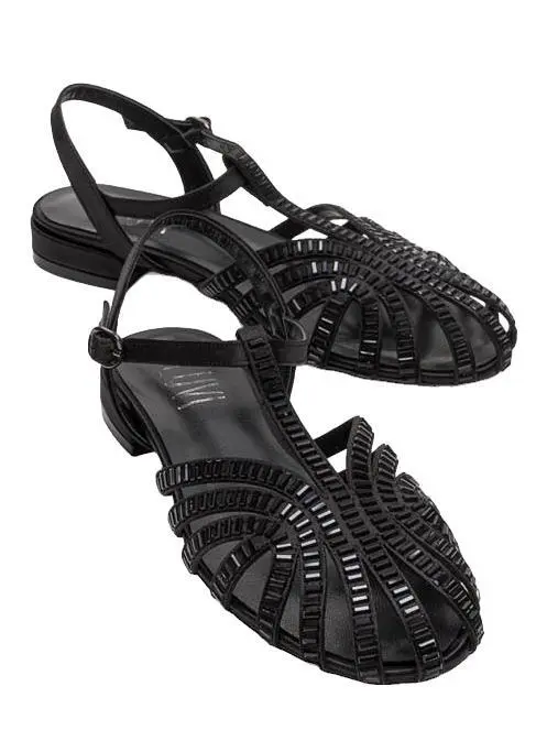 PROLOGUE SHOES Lavina Embellished Slingback Sandals - Black