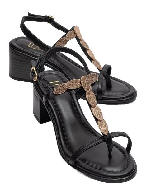 FOREVER & ALWAYS SHOES Serona Leather Block Heel Sandal - Black