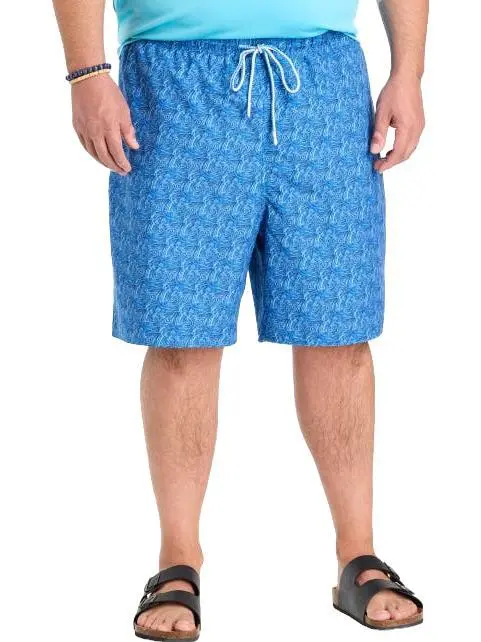 HARBOR BAY BY DXL Big & Tall Wave Print Swim Trunks - Blue Multi