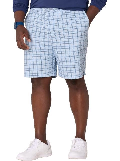 REEBOK Big & Tall Plaid Tech Golf Shorts - Glass Blue