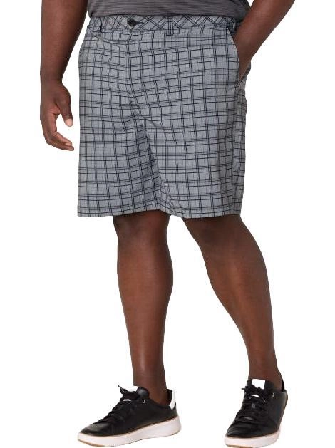 REEBOK Big & Tall Plaid Tech Golf Shorts - Grey