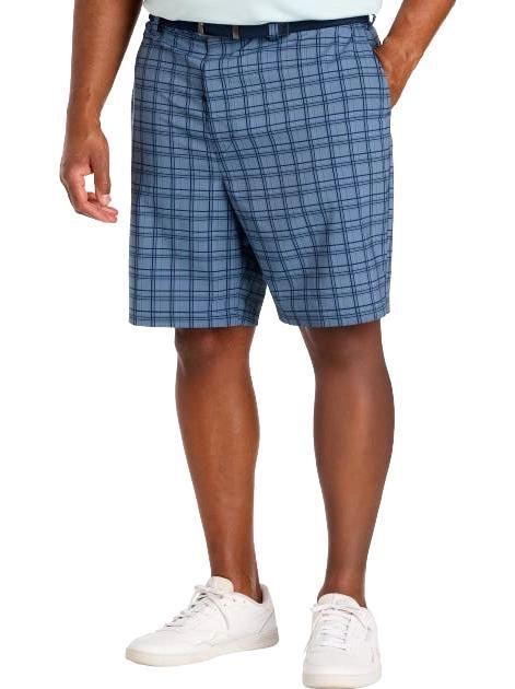 REEBOK Big & Tall Plaid Tech Golf Shorts - Vector Navy