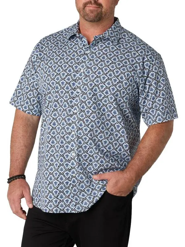 SYNRGY BY DXL Big & Tall Abstract Print Sport Shirt - Blue