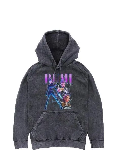 KPOP DEMON HUNTERS Rumi Super Star Logo Pull Over Hoodie - Black