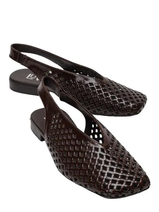 FOREVER & ALWAYS SHOES Delizia Leather Slingback Shoe - Brown