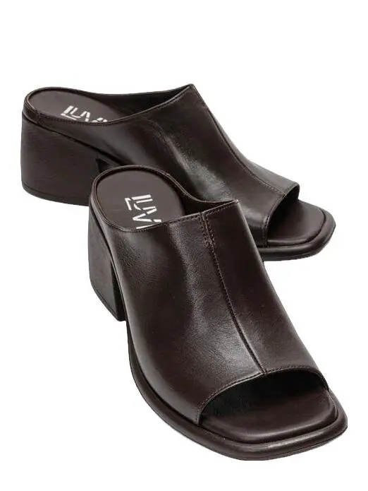 FOREVER & ALWAYS SHOES Sorex Leather Block Heel Sandal - Brown