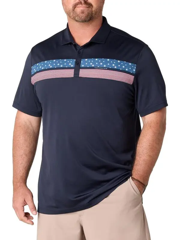 TRAVISMATHEW FIT BY DXL Big & Tall Good Good Flag Polo Shirt - Total Eclipse