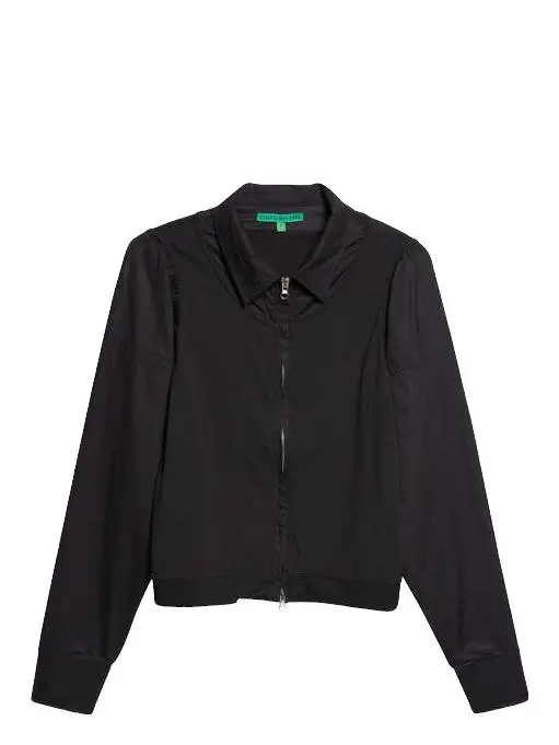 EMILY DAWN LONG Canopy Zip-up Cotton Poplin & Jersey Shirt Jacket - Black