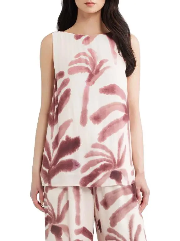 A.REN Sleeveless Tropical Print Top - Cocoa