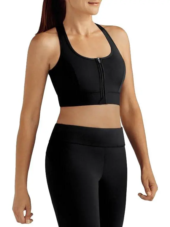 AMOENA Front Zip Sports Bra - Black