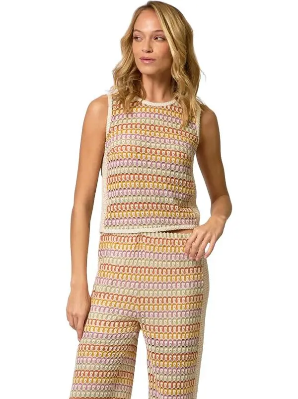 Central Park West Sleeveless Crochet Knit Top - Rainbow