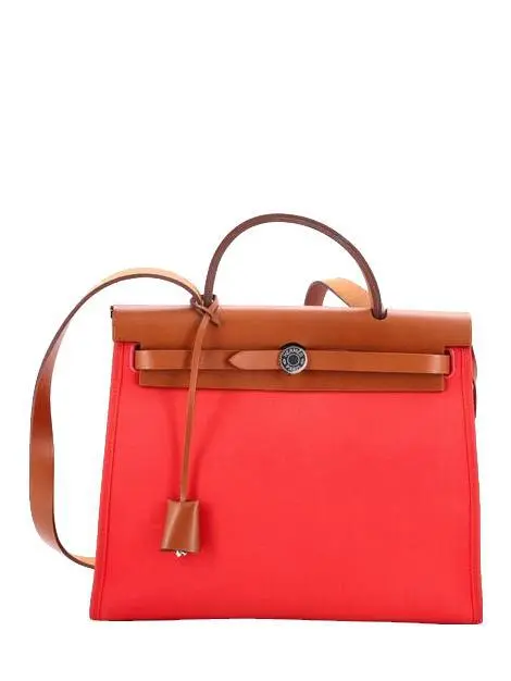 Hermès Herbag Zip Leather And Toile 31 - Red