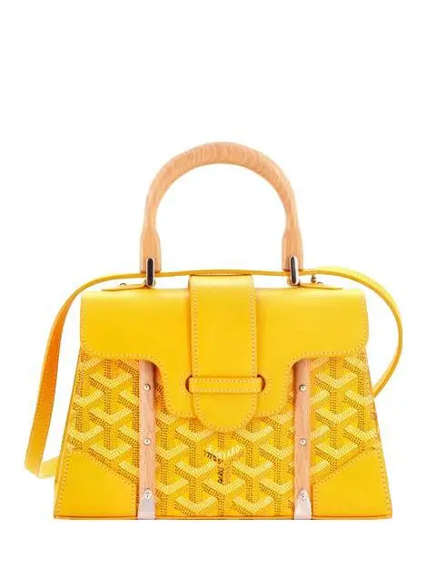 Goyard Structured Saigon Top Handle Bag Coated Canvas With Leather Mini - Yellow