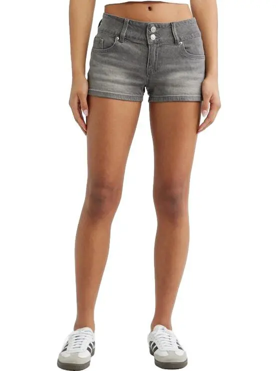 YMI Flap Pocket Denim Shorts - Grey