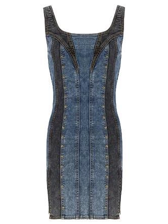 PCFG Free Heaven" Two-tone Denim Dress - Blue