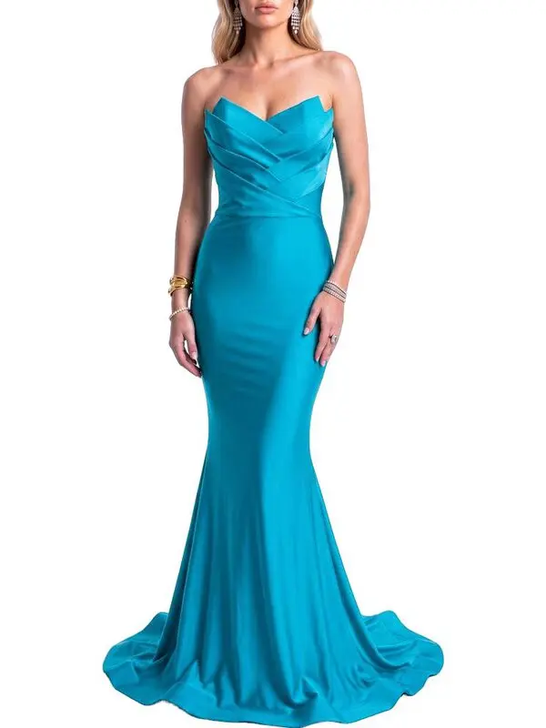 JESSICA ANGEL One-shoulder Gown - Turquoise