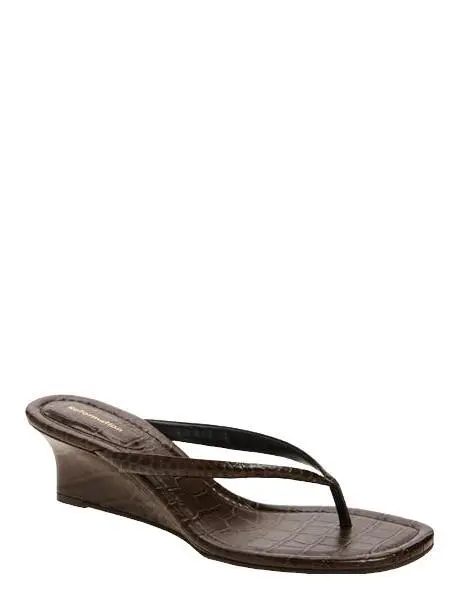 REFORMATION Amelia Wedge Sandal - Brown Croc Effect