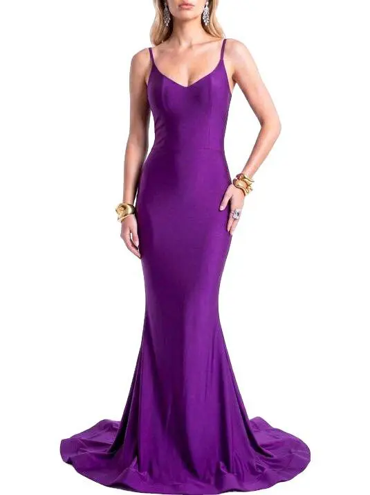 JESSICA ANGEL Open Back Sweetheart Mermaid Gown - Plum