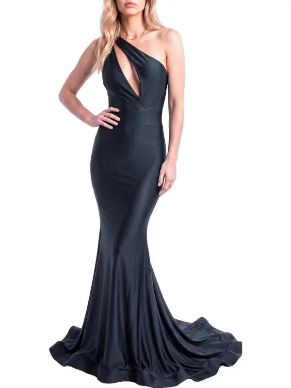 JESSICA ANGEL Asymmetrical Cutout Mermaid Gown - Black