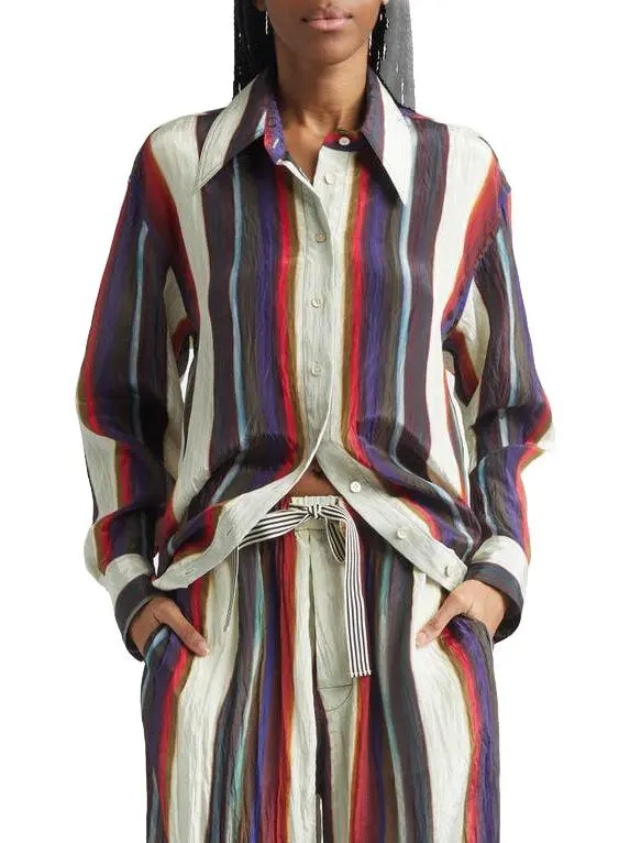 Christopher John Rogers Morris Stripe Button-up Shirt - Calla Lily Multi