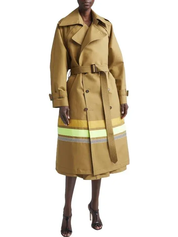 Christopher John Rogers Oversized Trench Coat With Stripe Detail - Cardamom