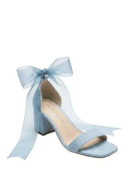 FOREVER & ALWAYS SHOES Rova Bow Block Heel Sandal - Blue