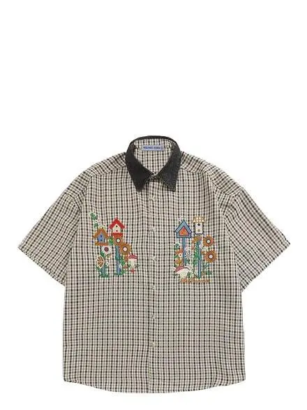AELFRIC EDEN Plaid Embroidery Shirt - Black