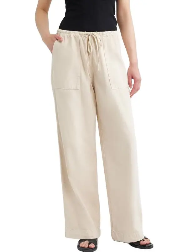 Rag & Bone Claire Cotton Blend Wide Leg Pants - Sand