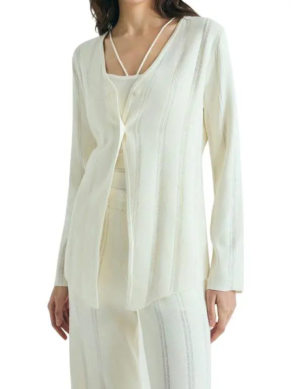SCALPERS Slanted Knit Cardigan With V-neckline - Ecru