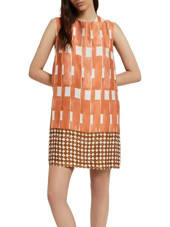OTTOD'AME Viscose Short Dress With Printed Pattern - Peach