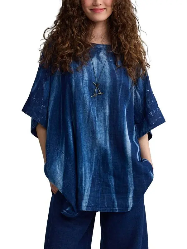 LUUKAA Quinn Batik-effect Tunic With Back Buttons - Candy Sky