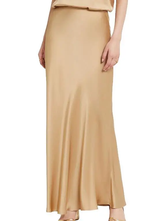 OTTOD'AME Flowy Pleated Maxi Skirt In Viscose - Beige
