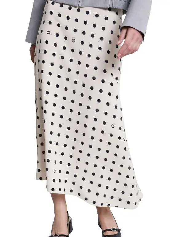OTTOD'AME Polka Dot Viscose Long Skirt - White
