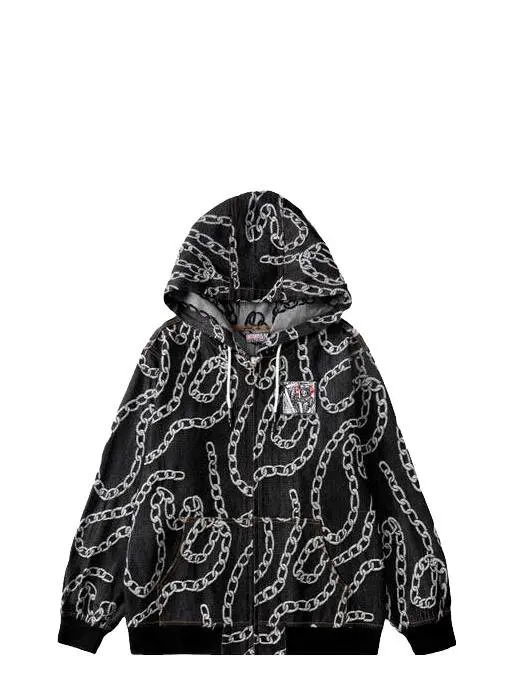 VERYRARE Chains Jacquard Denim Hoodie - Black