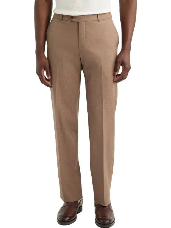 Berle Lightweight Mesh Weave Wool Dress Pants - Brown Mix