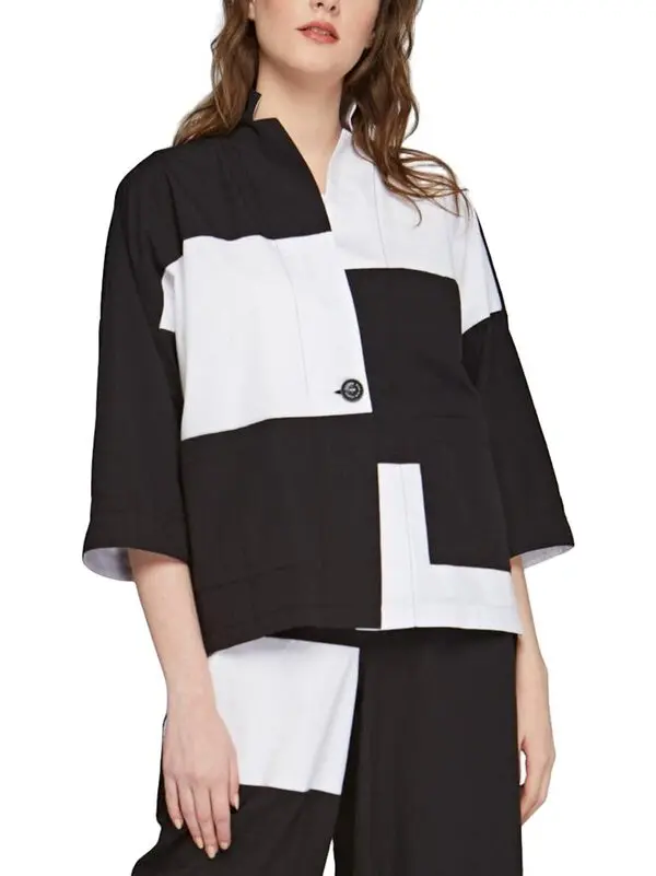 LUUKAA Thessaly Poplin Jacket With Horizontal Seams - Black