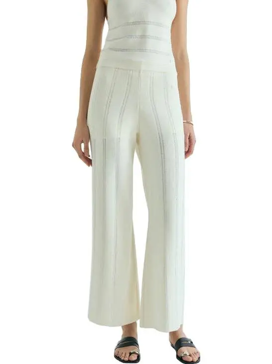 SCALPERS Ribbed Detail Knit Pants - Ecru