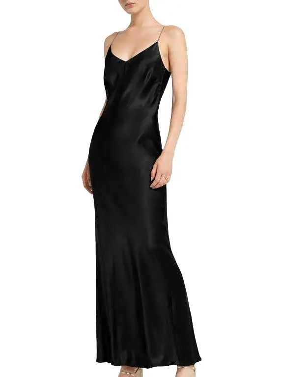 OTTOD'AME Viscose Slip Dress With Criss-cross Straps - Black