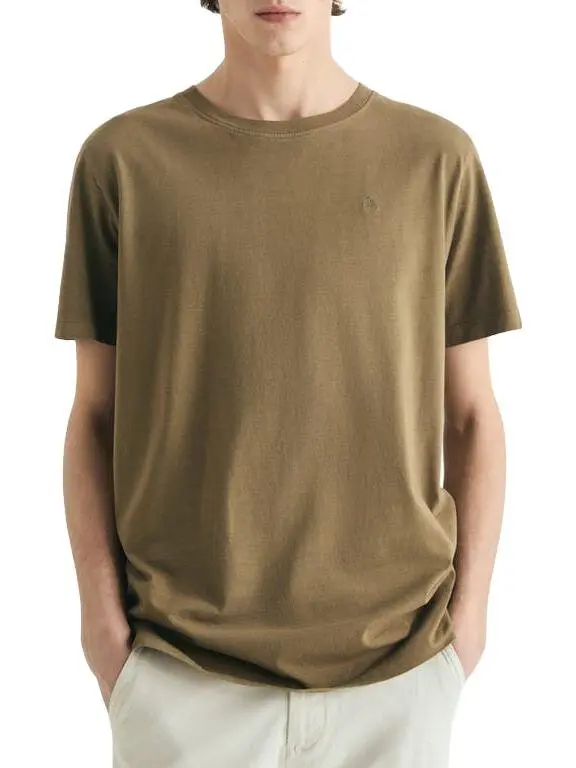 SCALPERS Regular Fit Embroidered T-shirt - Khaki