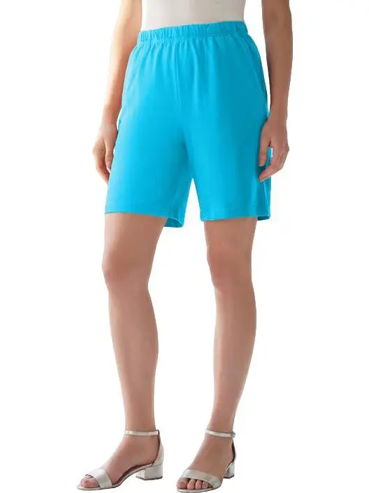 Roaman's Soft Knit Pull-on Shorts - Ocean